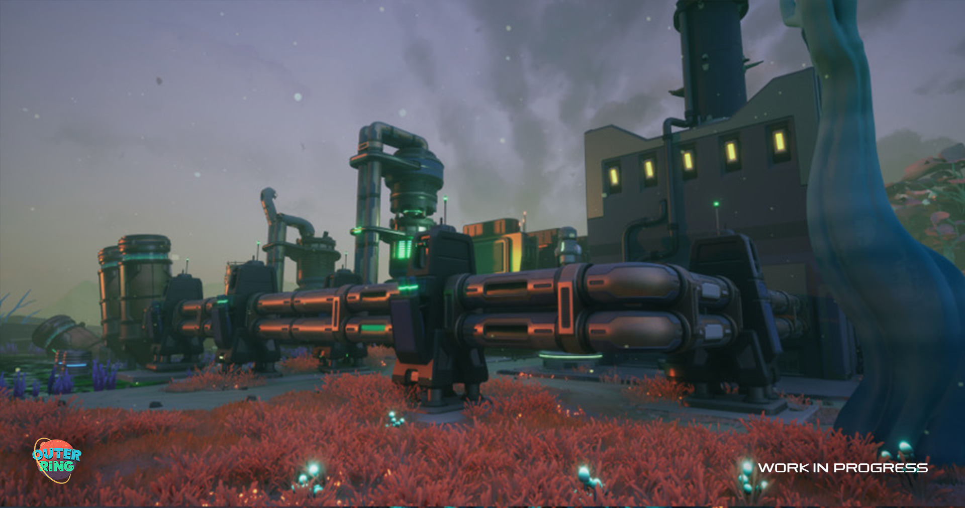 Enchanted Fungal Forest scene with vibrant flora